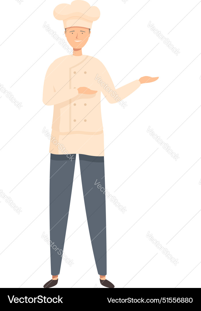 Smiling chef is welcoming you in his restaurant Vector Image