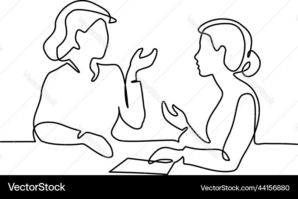 Two Women Discussing Ideas Royalty Free Vector Image