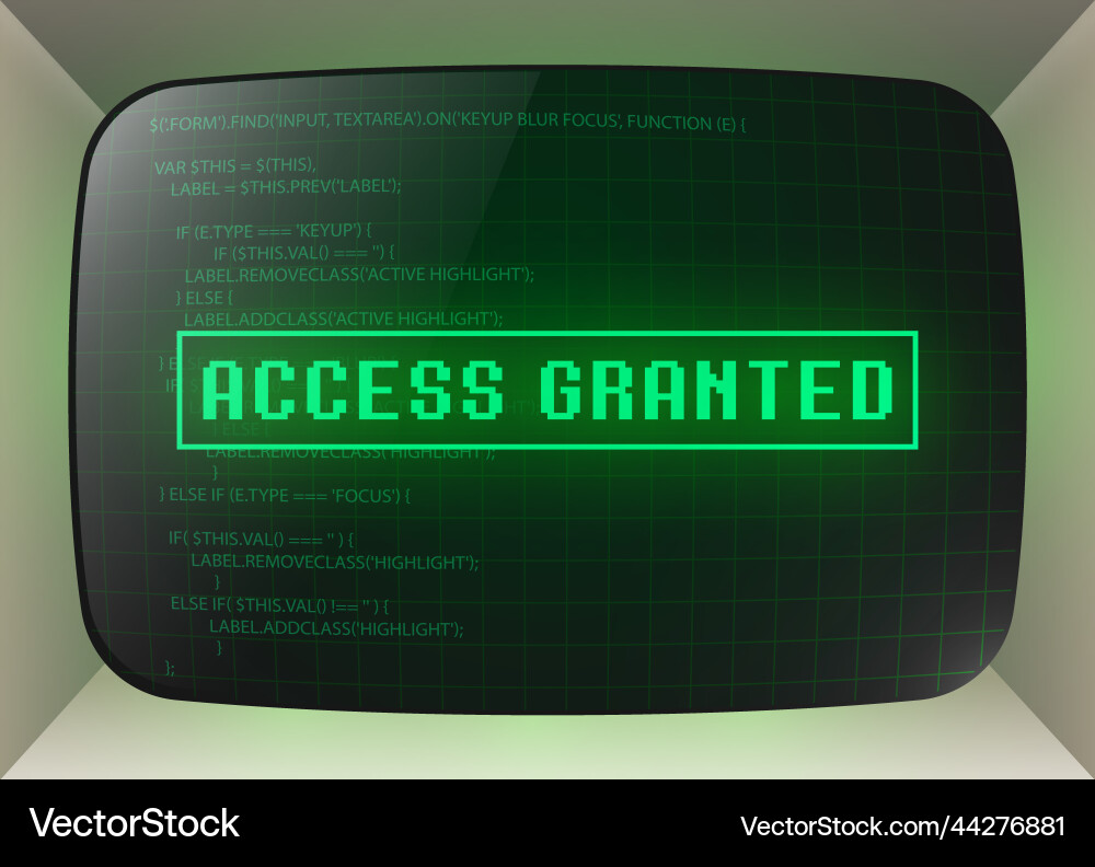 Access granted old display showing stages Vector Image