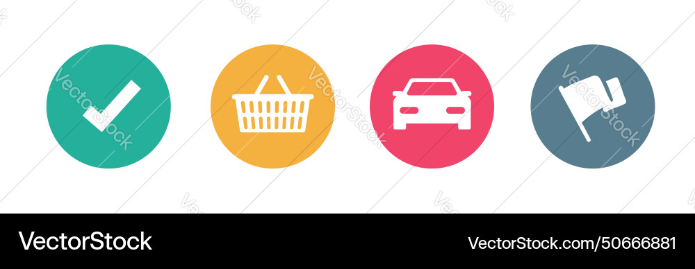 Check mark tick icon car auto circle symbol shape Vector Image