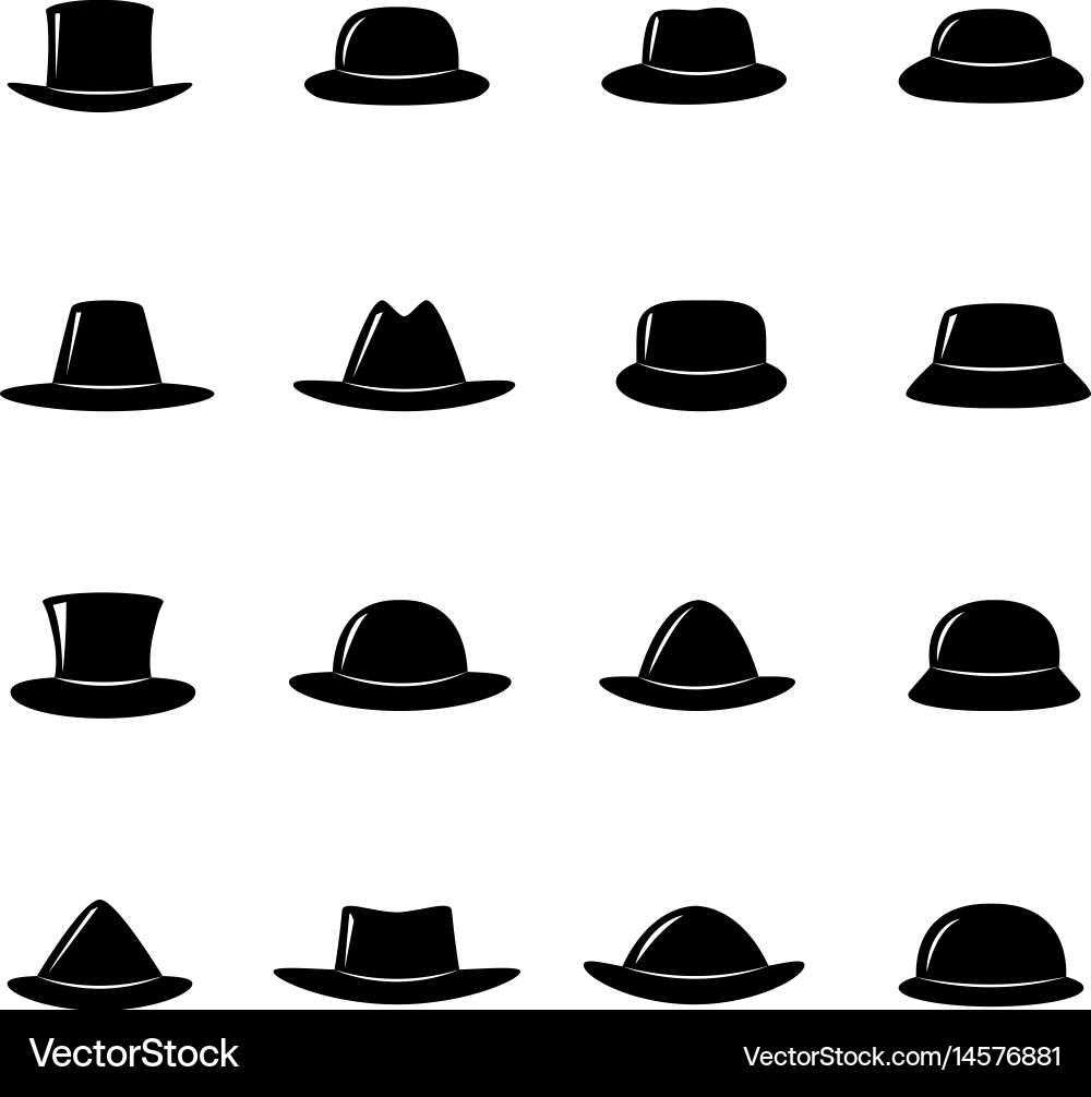 Collection of black hats Royalty Free Vector Image