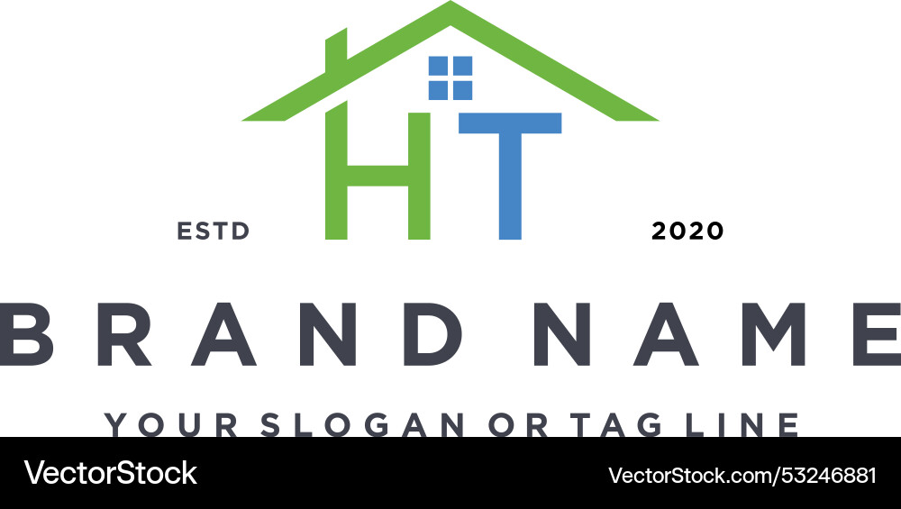 Creative letter ht home logo design Royalty Free Vector