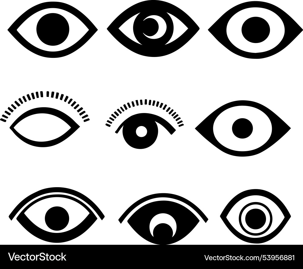 Eye icon set collection Royalty Free Vector Image