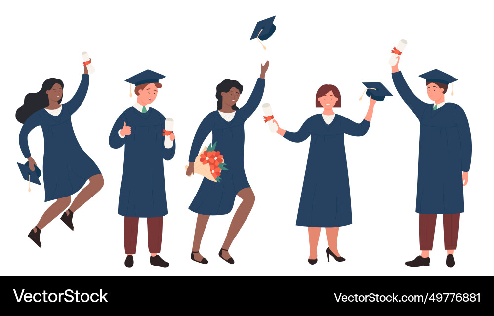 Glückliche Absolventen Studenten Lizenzfreies Vektorbild