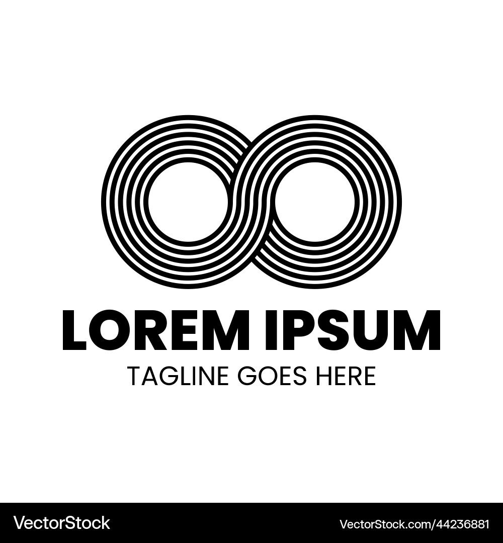 Infinity logo loop black and white Royalty Free Vector Image