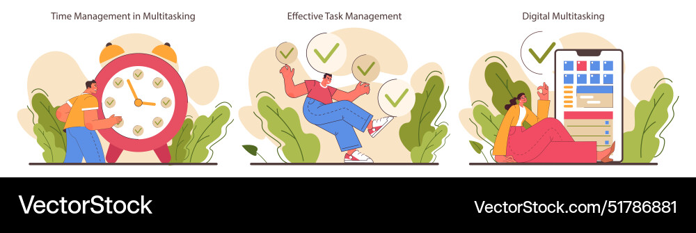 Multitasking set effective and competent office Vector Image