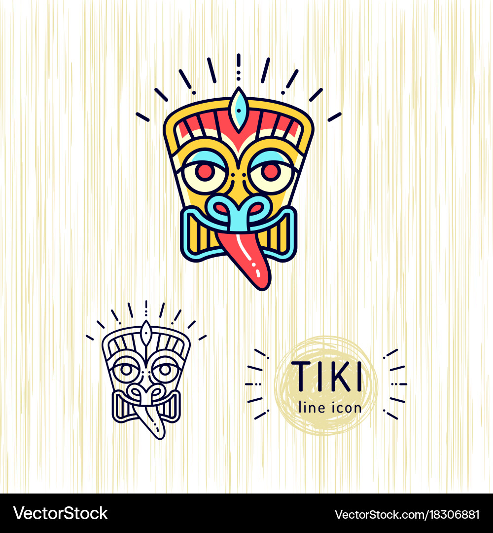 Tiki Mask Icons - Polynesian Style Royalty Free Vector Image