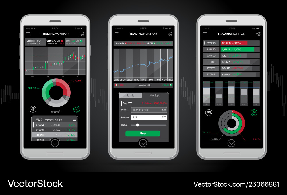 Trading platform interface with infographic Vector Image