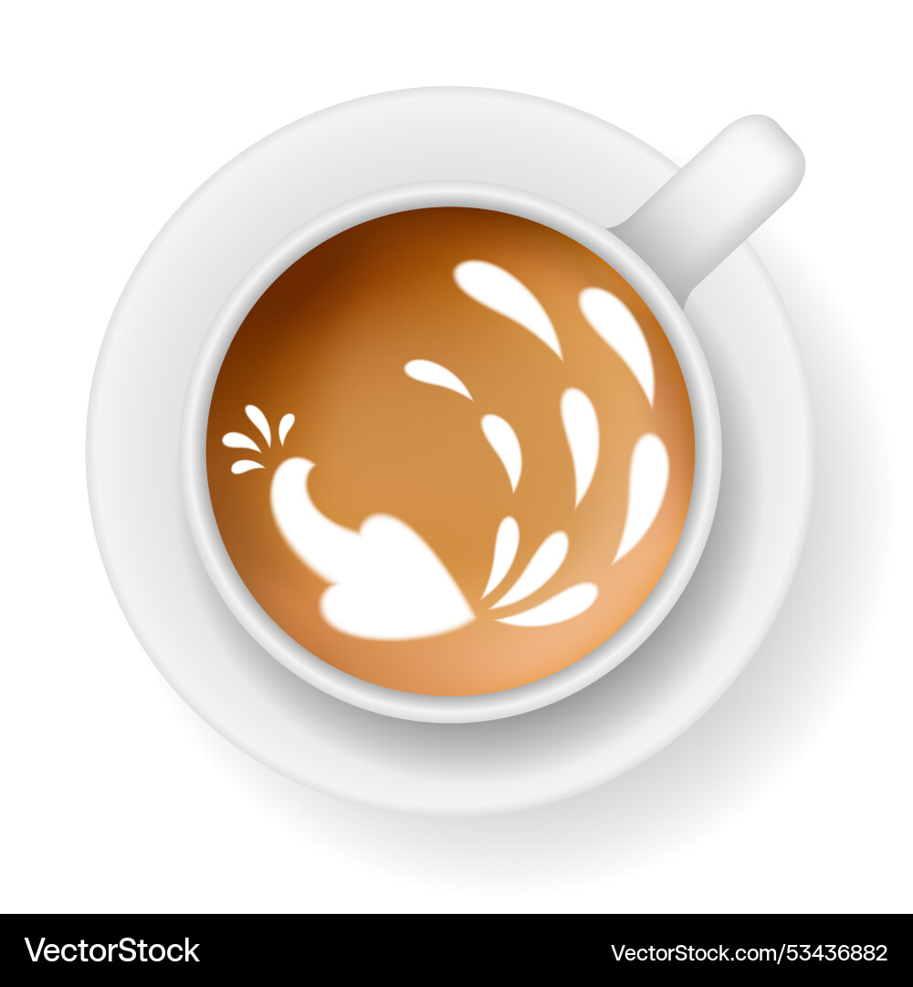 Coffee mug top view cappuccino espresso latte Vector Image