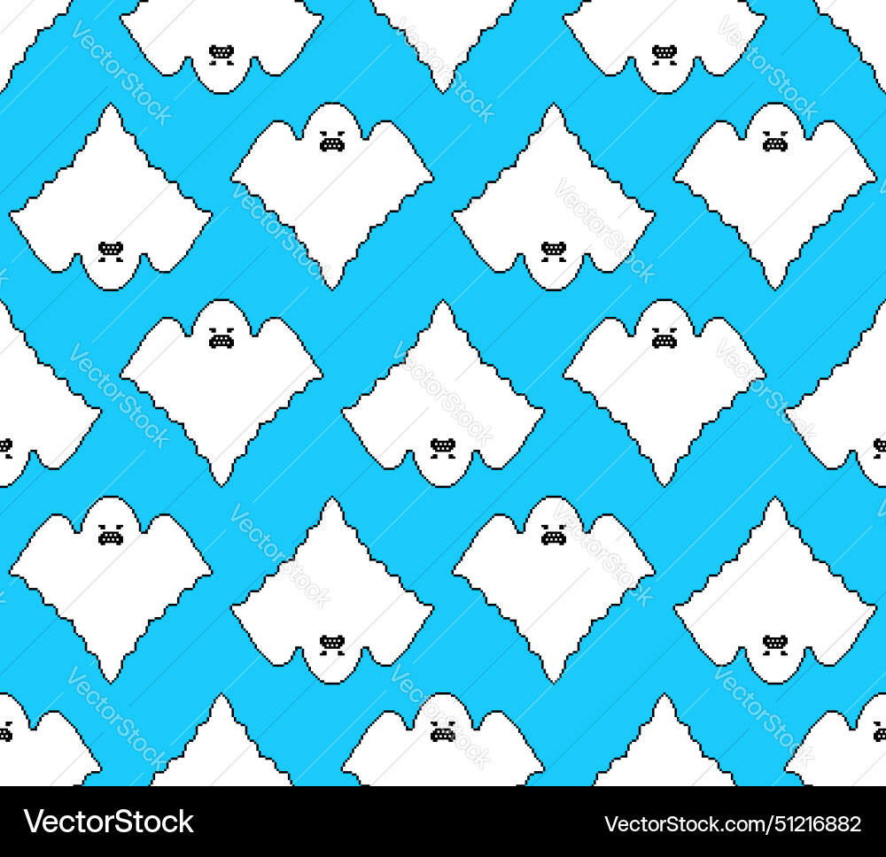 Ghost pixel art pattern seamless spooky cartoon Vector Image