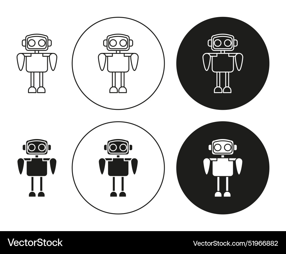 Intelligent tactical bot icon set in thin line Vector Image