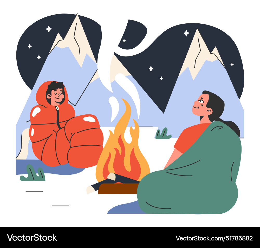 Mountaineering mountain climbers with backpacks Vector Image