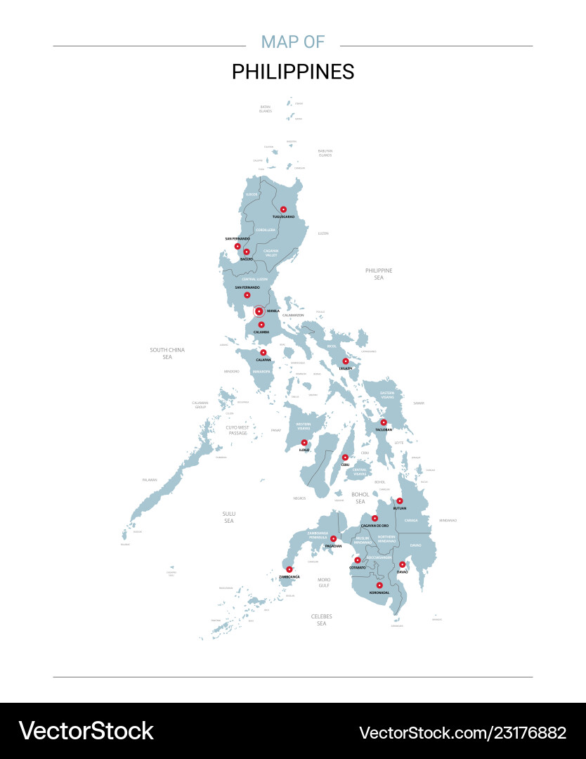 Philippines map with red pin Royalty Free Vector Image