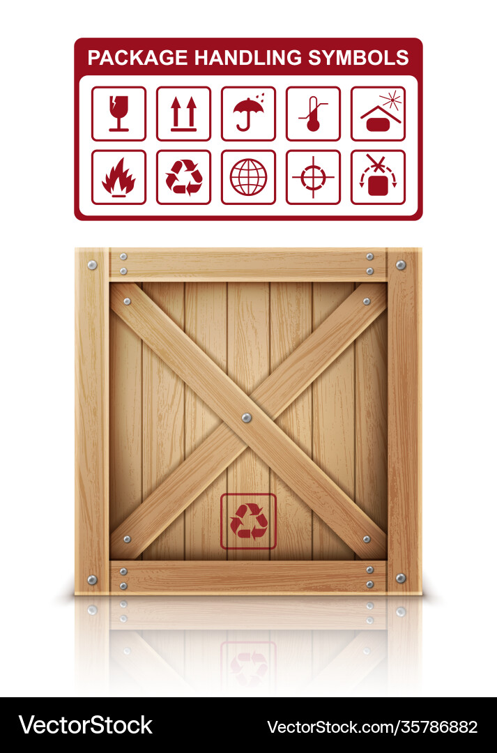 Wooden box and package symbols Royalty Free Vector Image