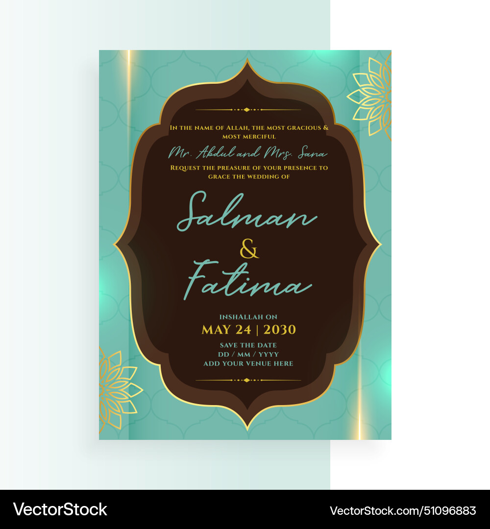 Vector Muslim Invitation Card Muslim Wedding Cards Vectors Download