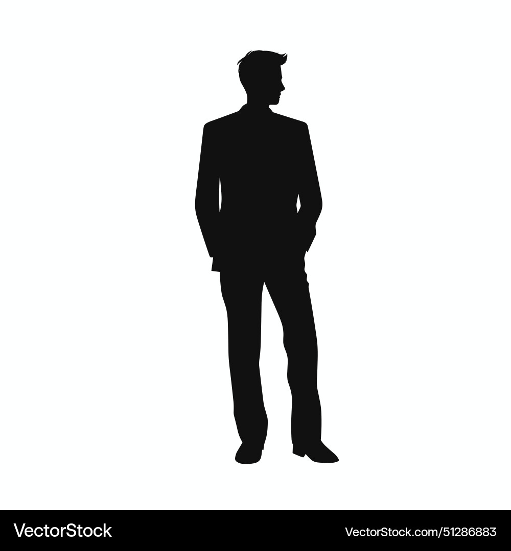 Businessman silhouette standing sideways Vector Image