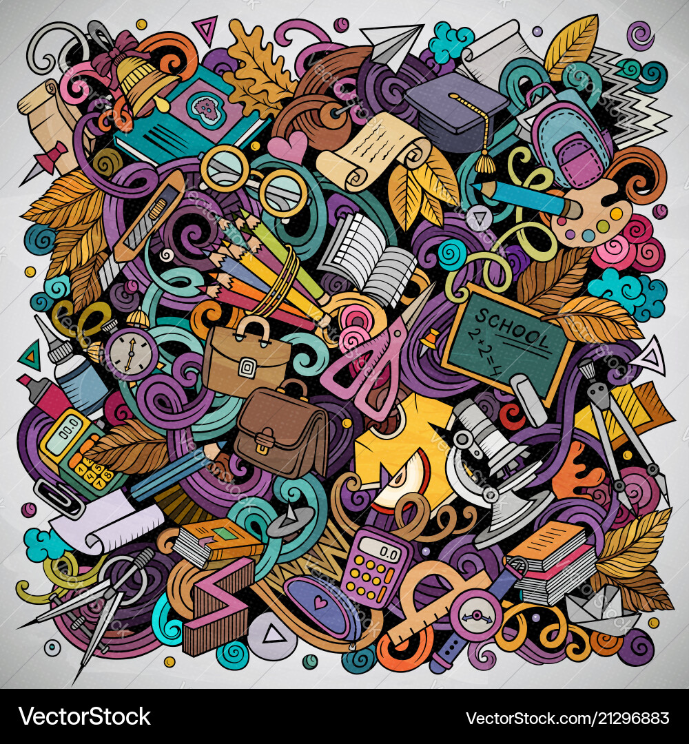 Cartoon doodles school Royalty Free Vector Image