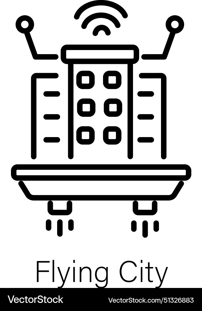 Flying city Royalty Free Vector Image - VectorStock