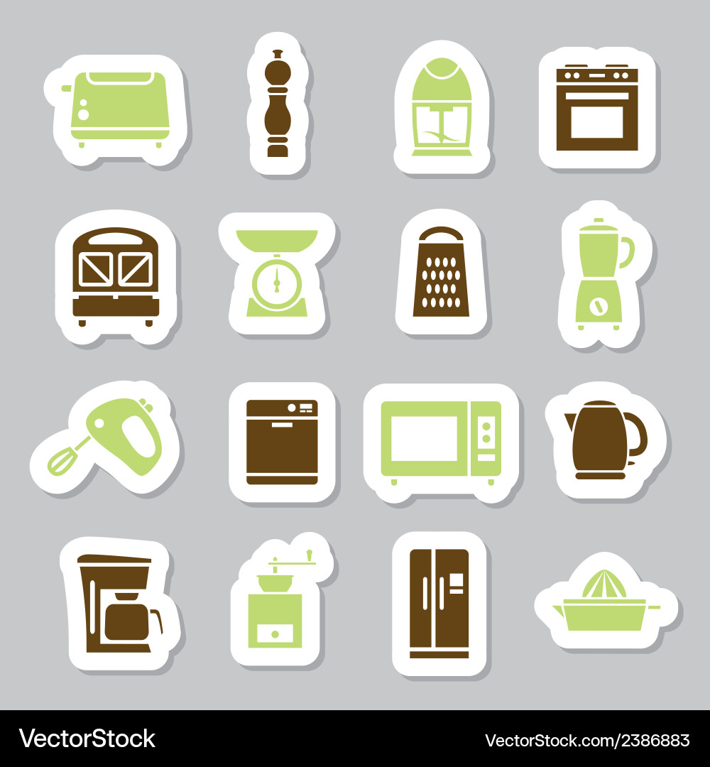 Kitchen appliances and tools stickers Royalty Free Vector
