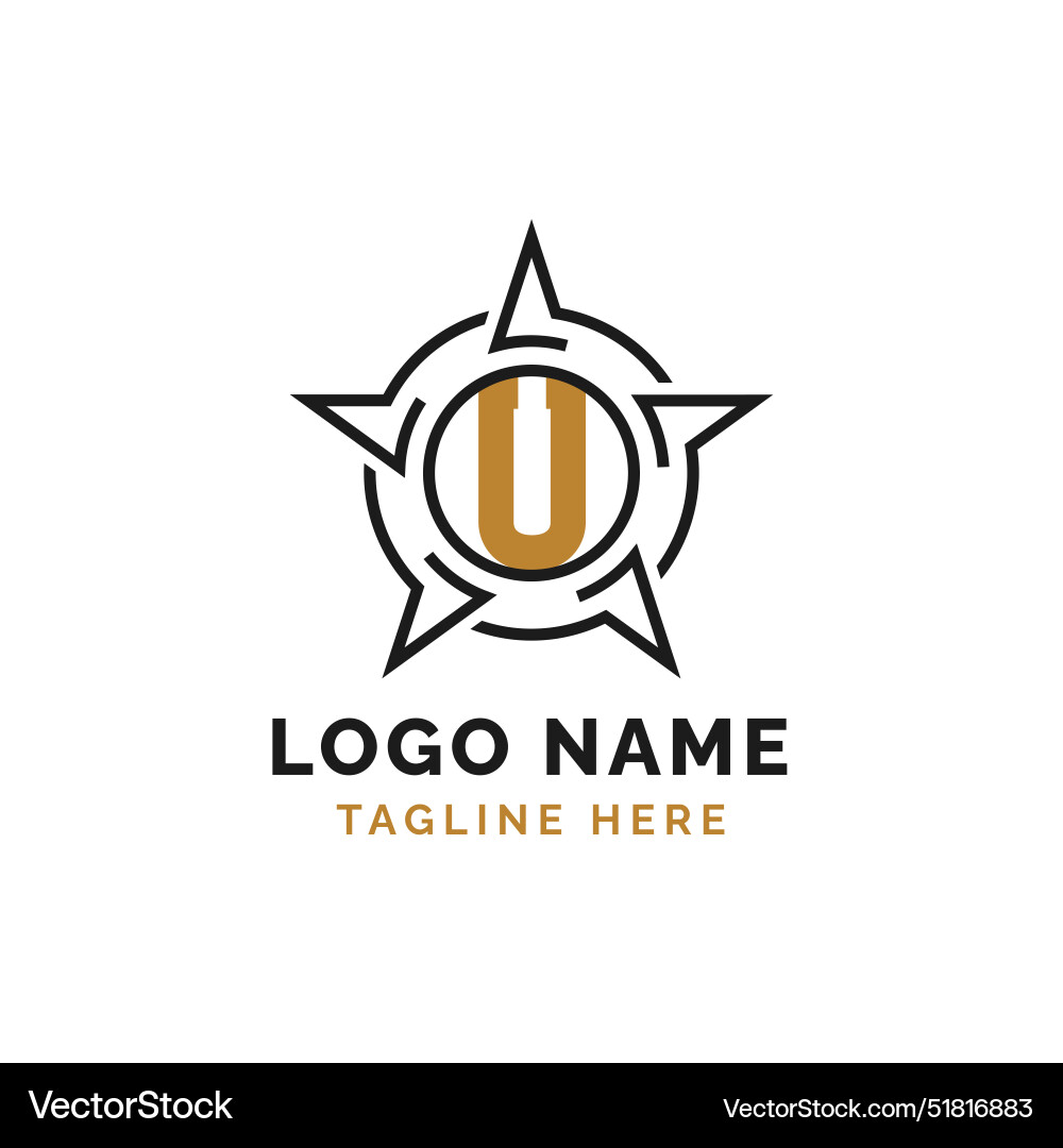 Letter u star logo design alphabet Royalty Free Vector Image