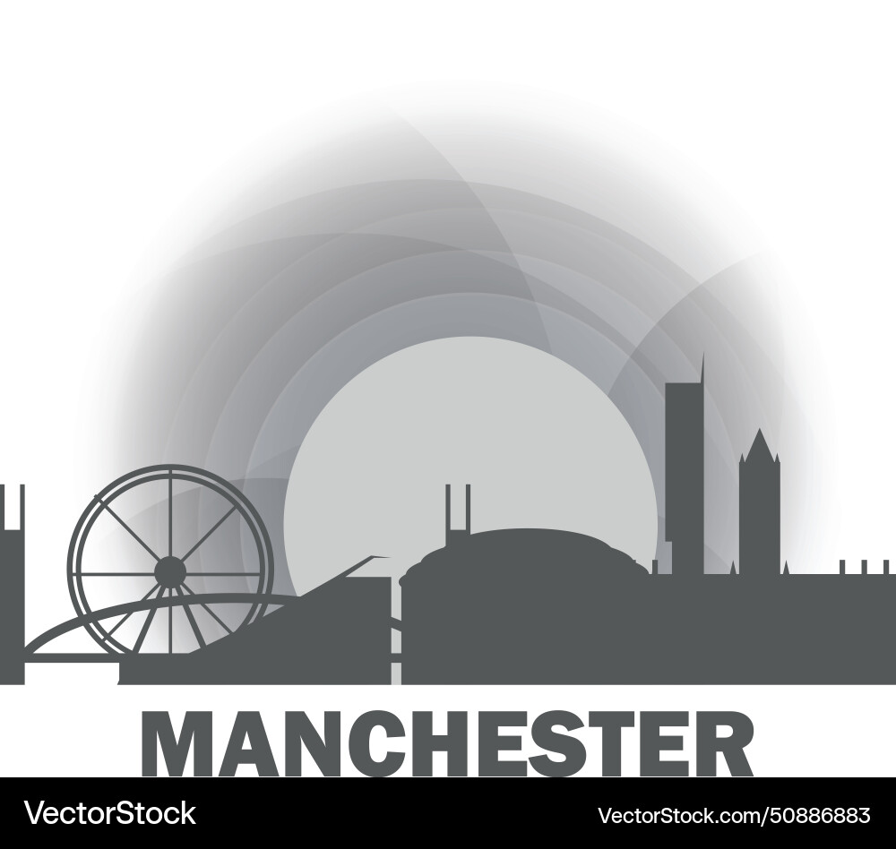 Manchester city skyline silhouette logo Royalty Free Vector
