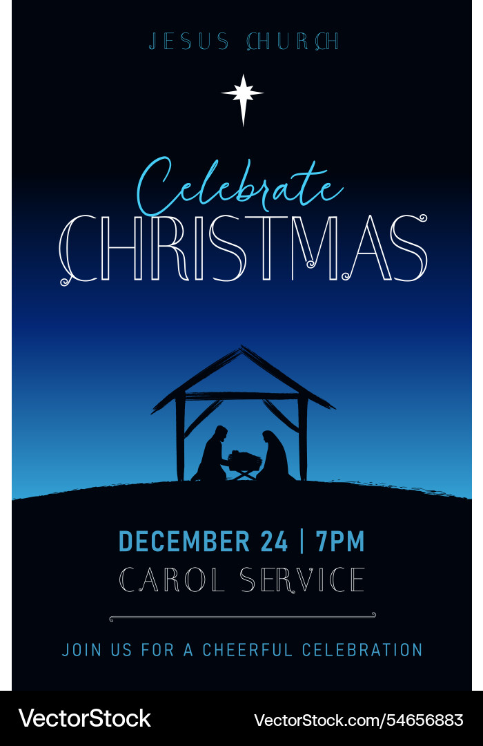 Nativity christmas church banner design Royalty Free Vector