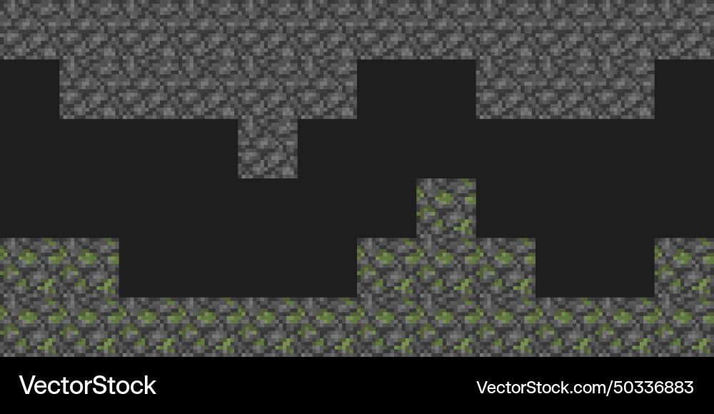 Pixel mine style dungeon level background concept Vector Image