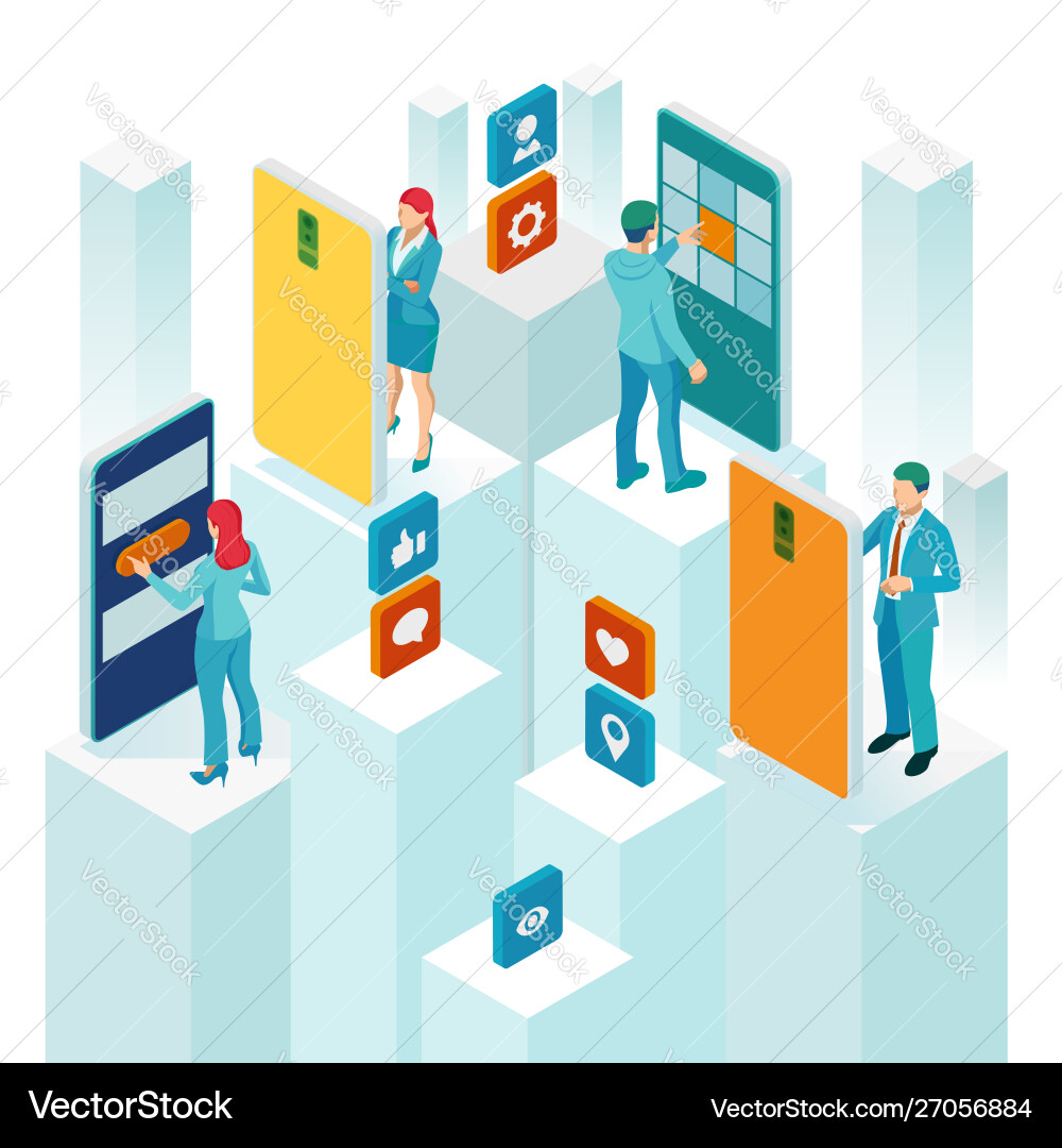 Isometric promotion in social networks or smm Vector Image
