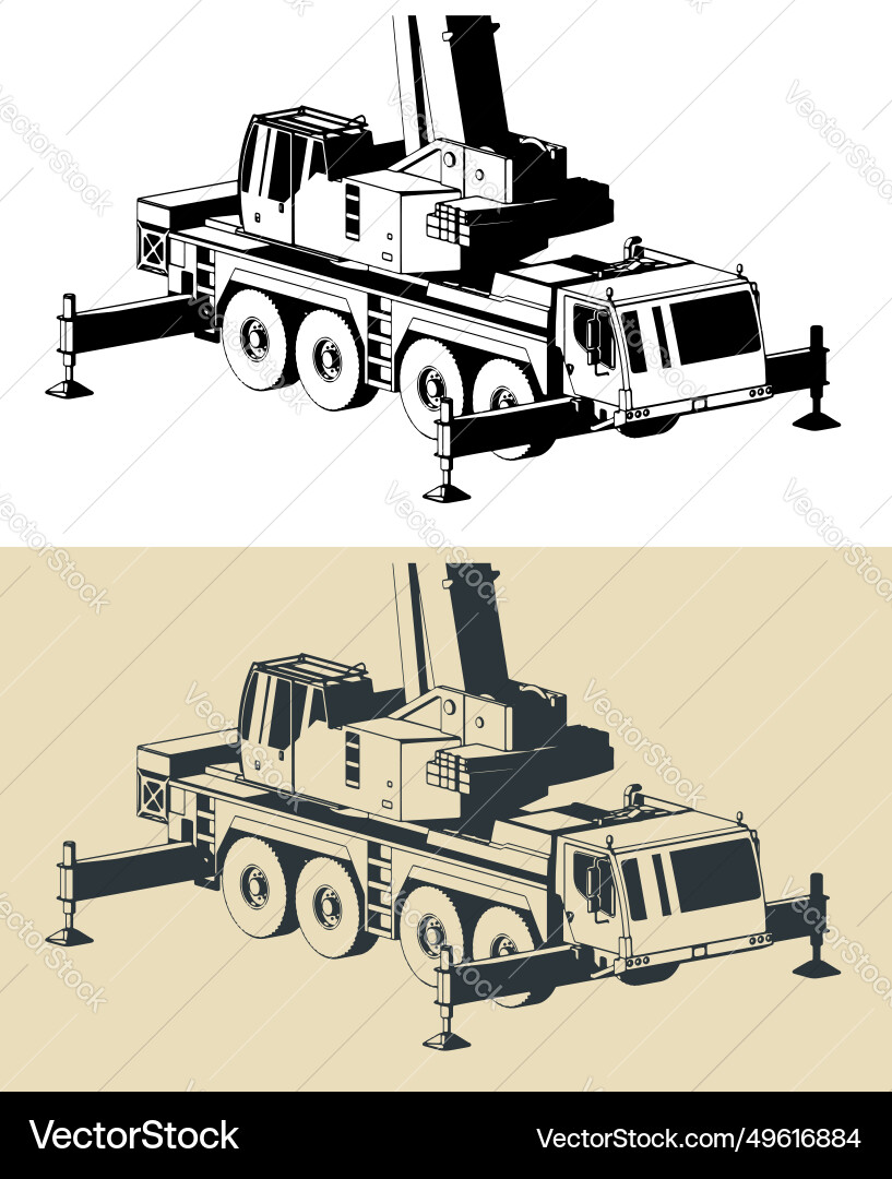 Mobile crane with long powerful telescopic boom Vector Image