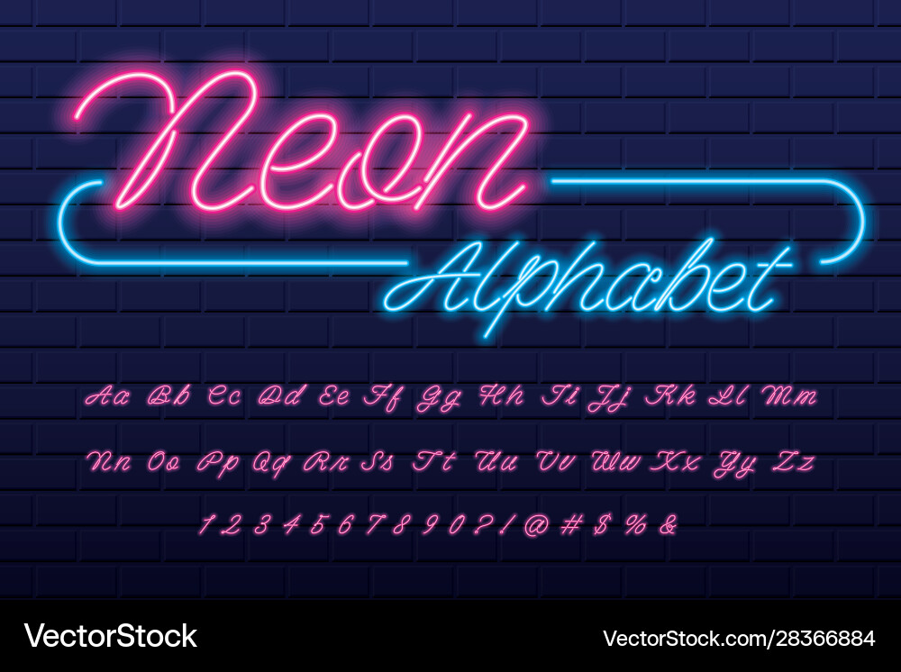 Neon font Royalty Free Vector Image - VectorStock