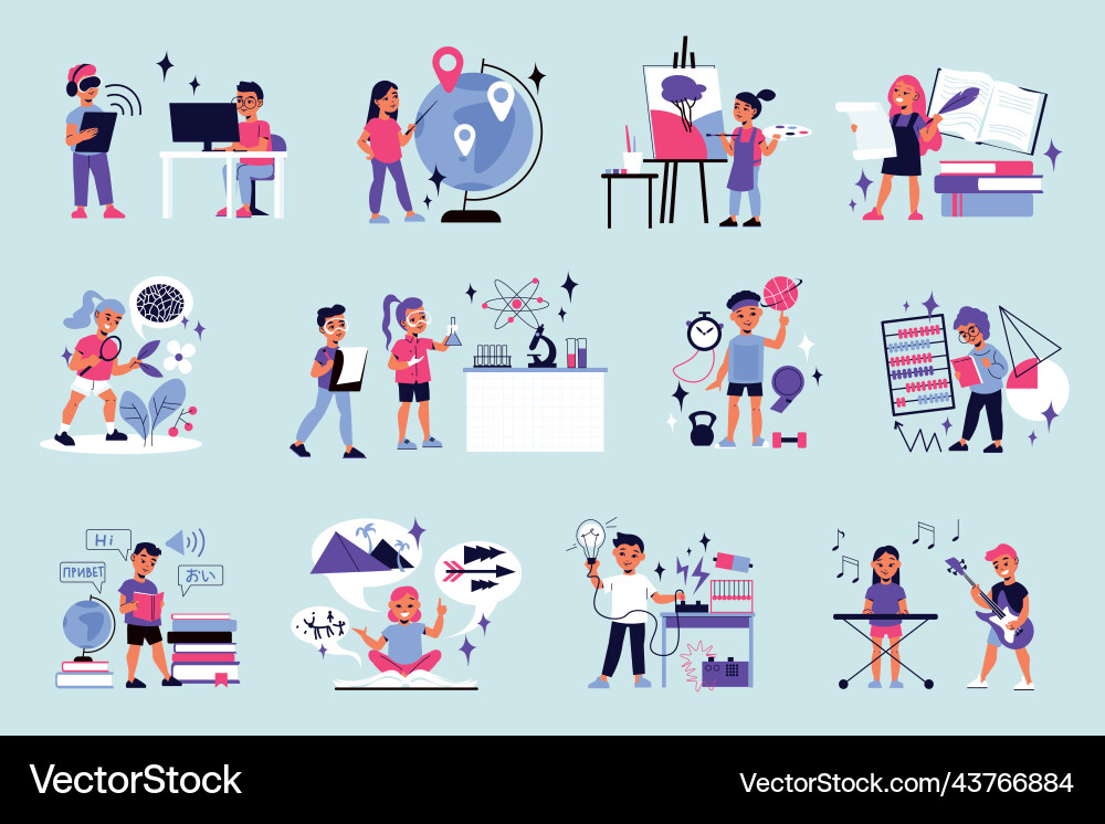 School subject color set Royalty Free Vector Image