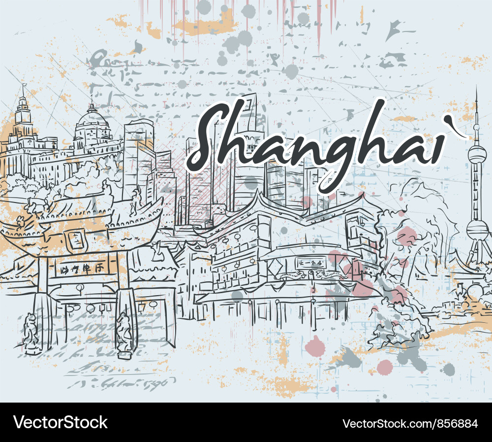 Shanghai doodles Royalty Free Vector Image - VectorStock