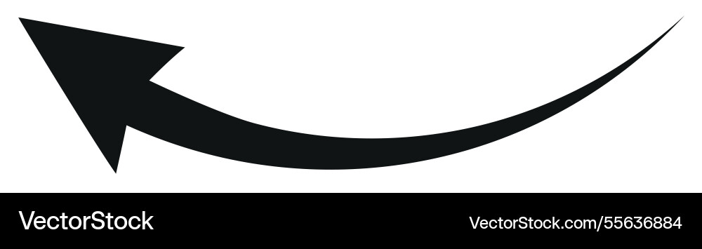 Single curved arrow pointing upward isolated Vector Image