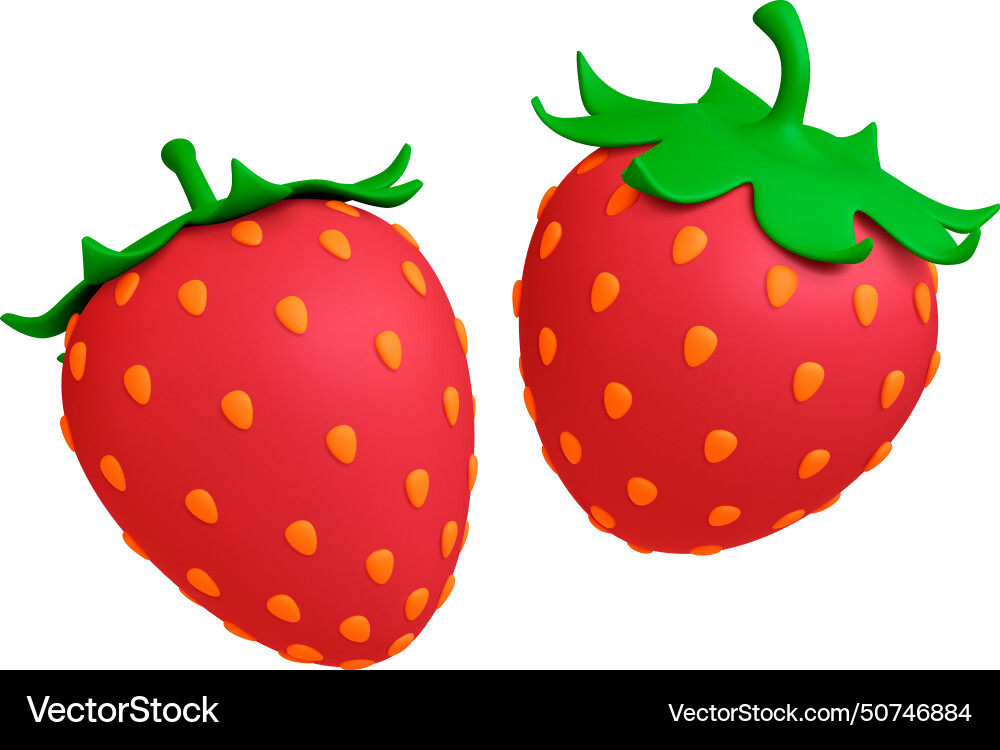 Sweet fresh 3d strawberry isolated strawberries Vector Image