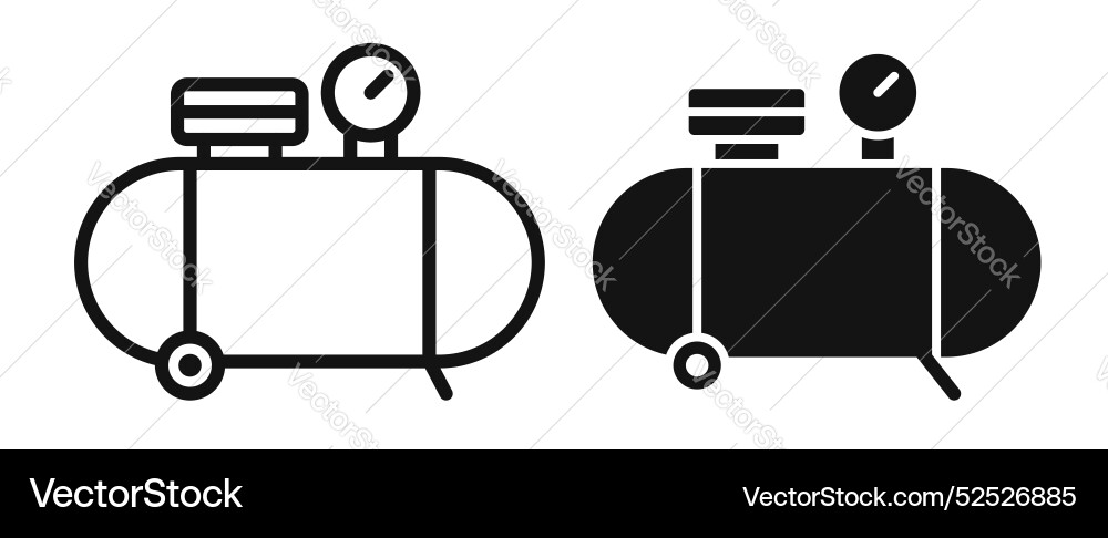 Air compressor thin line icon set Royalty Free Vector Image