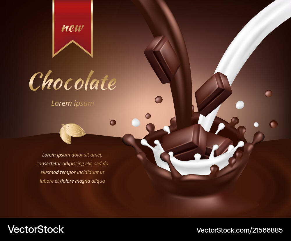 Chocolate advertisement poster realistic Vector Image