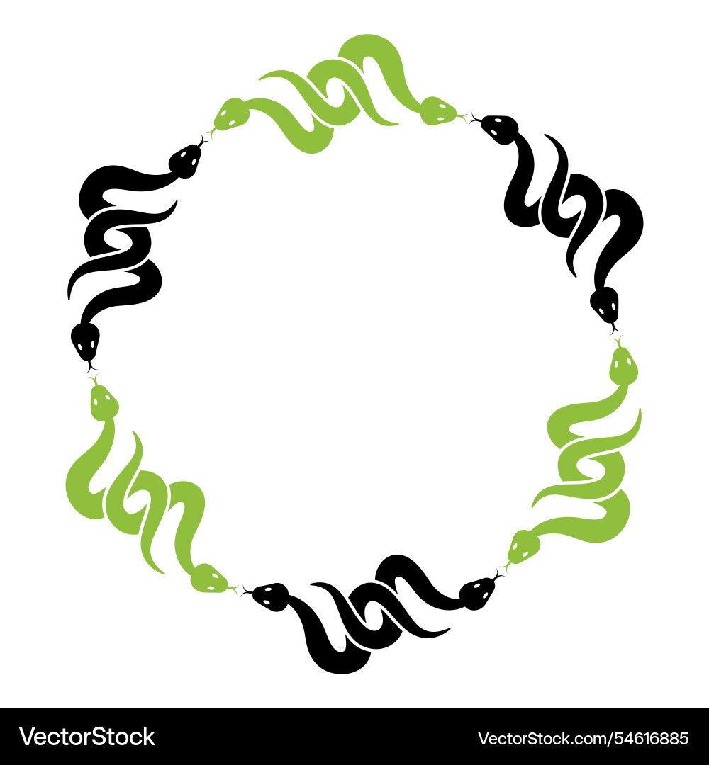 Circular stylized border with snakes Royalty Free Vector