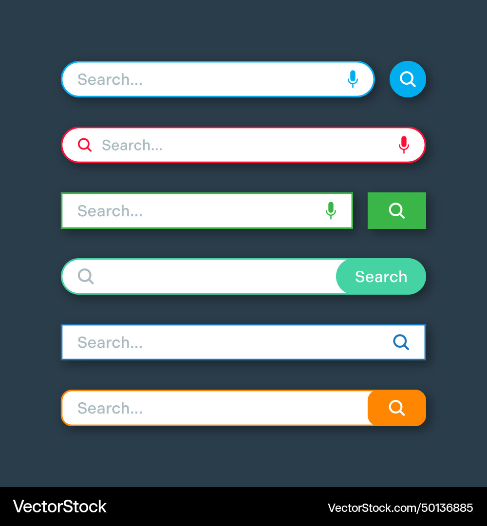 Colorful search bar templates internet browser Vector Image