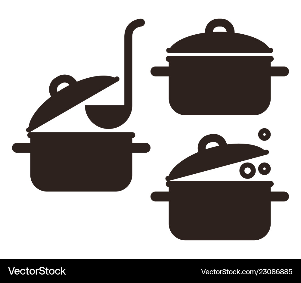 Cooking pot set Royalty Free Vector Image - VectorStock