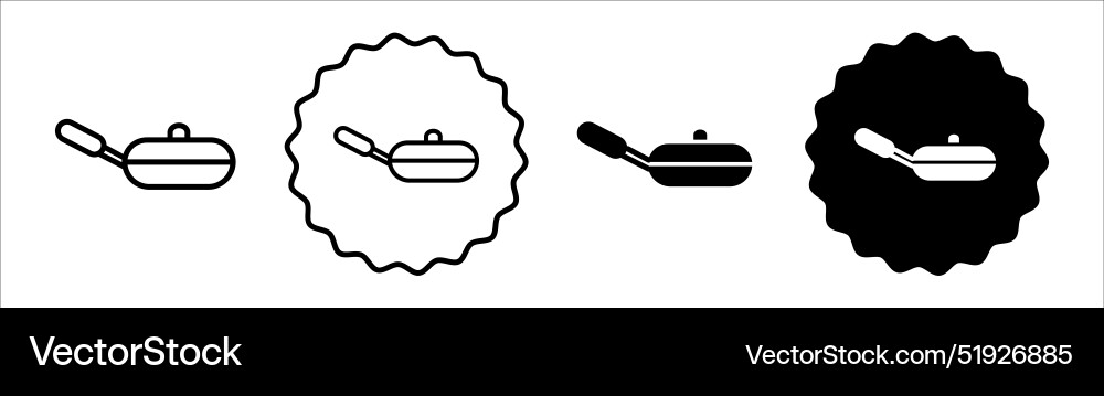 Frying pan icon symbol set collection Royalty Free Vector