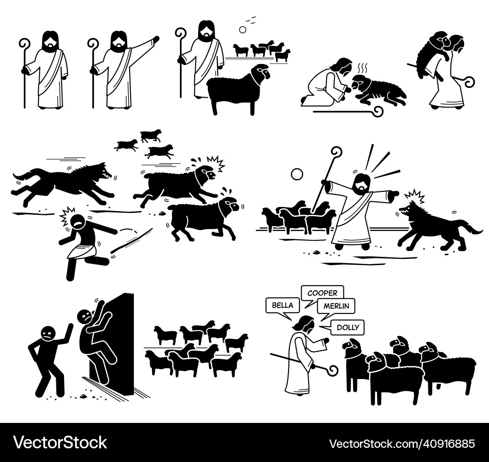 Jesus christ the good shepherd depict Royalty Free Vector