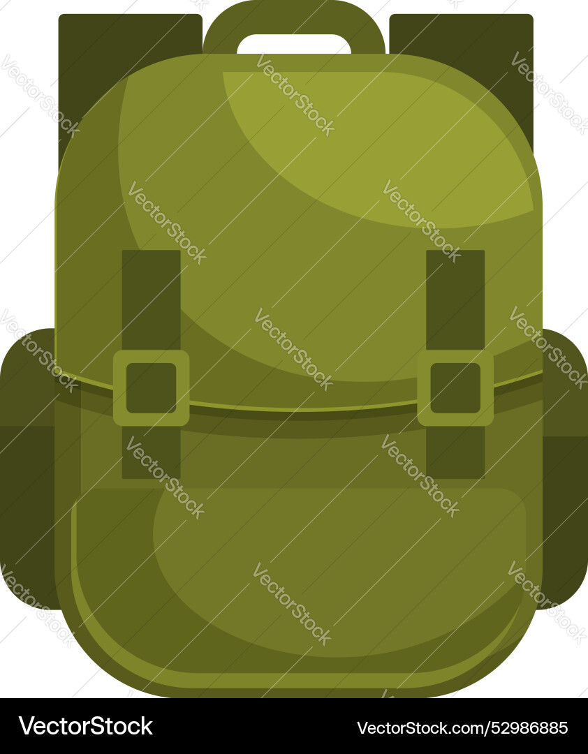 Large empty green backpack standing upright Vector Image