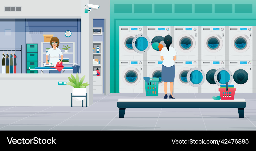Laundry shop Royalty Free Vector Image - VectorStock