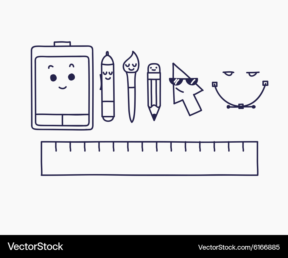 Linear graphic design creative process Royalty Free Vector