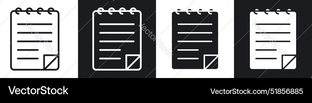 Memo pad icon set in black and white filld Vector Image