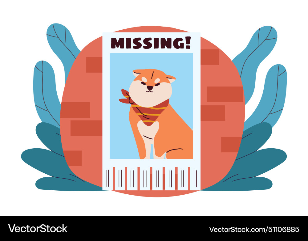 Missing dog poster with a cartoon Royalty Free Vector Image