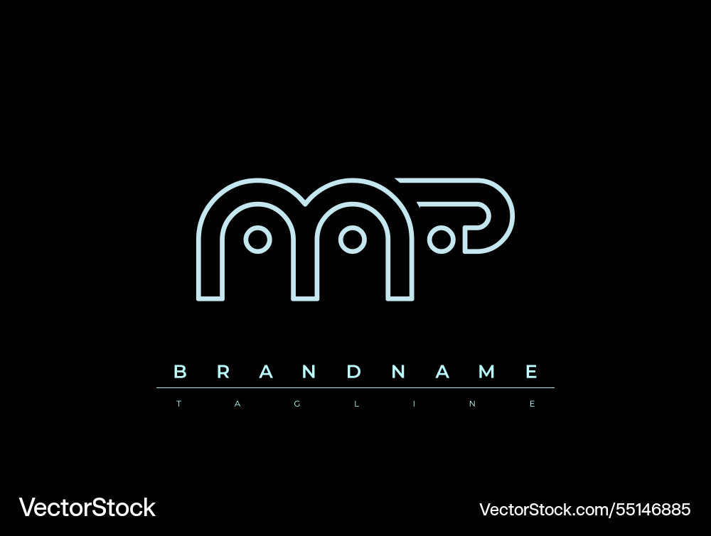 Mp technology letter logo template Royalty Free Vector Image