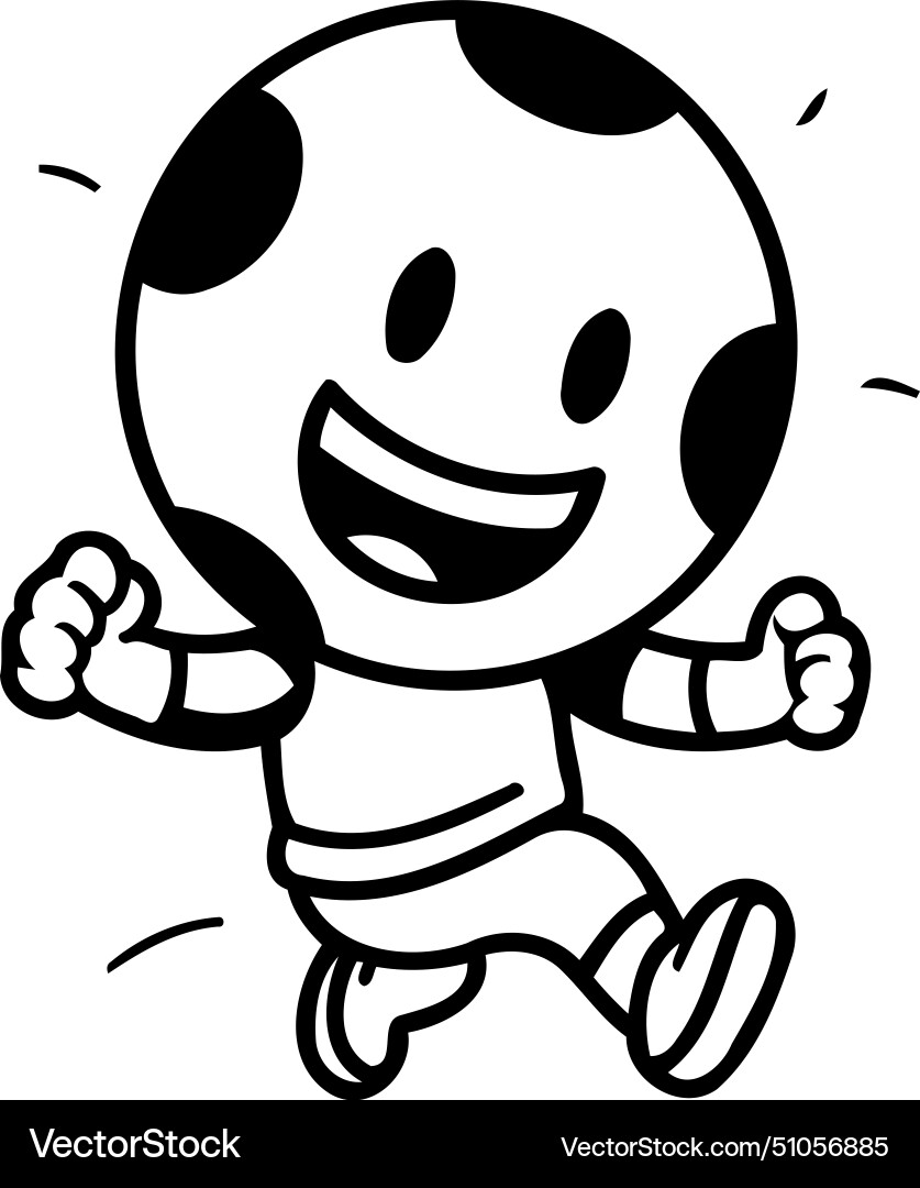 Soccer ball cartoon character on white background Vector Image