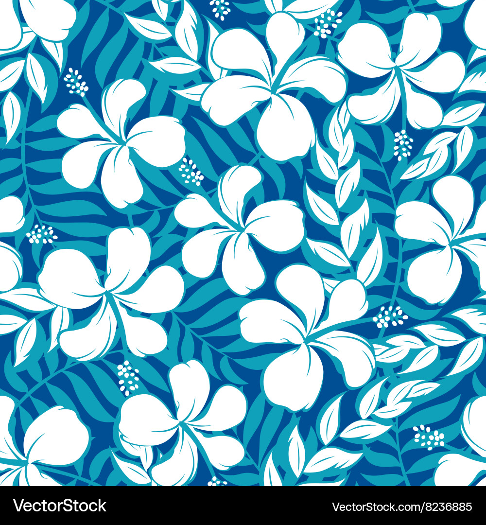 Turquoise Tropical Floral Pattern Royalty Free Vector Image