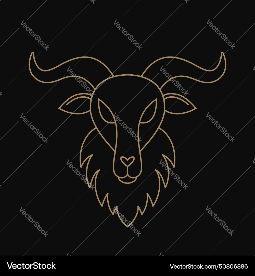 Goat head logo line art icon Royalty Free Vector Image
